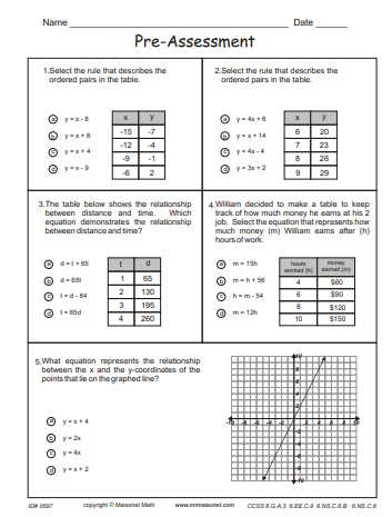Assessment-Concepts Related To The Coordinate Plane