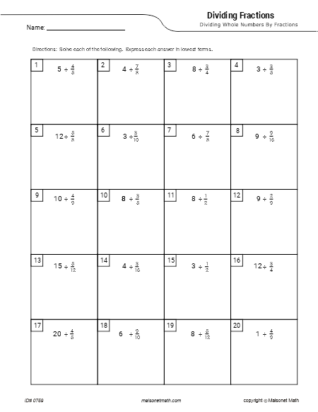 Dividing Whole Numbers By Fractions