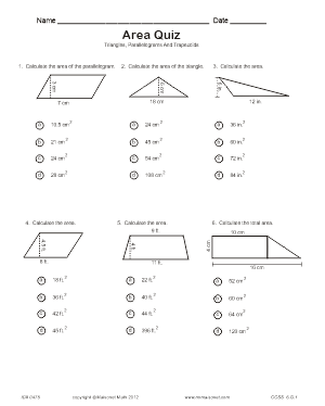 Quiz - Area Of Triangles, Parallelograms And Trapezoids